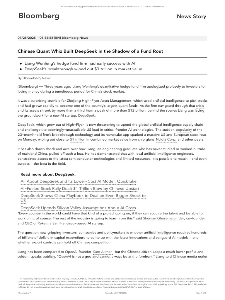 DeepSeek: China's AI Disruption in Finance | PDF | Artificial ...