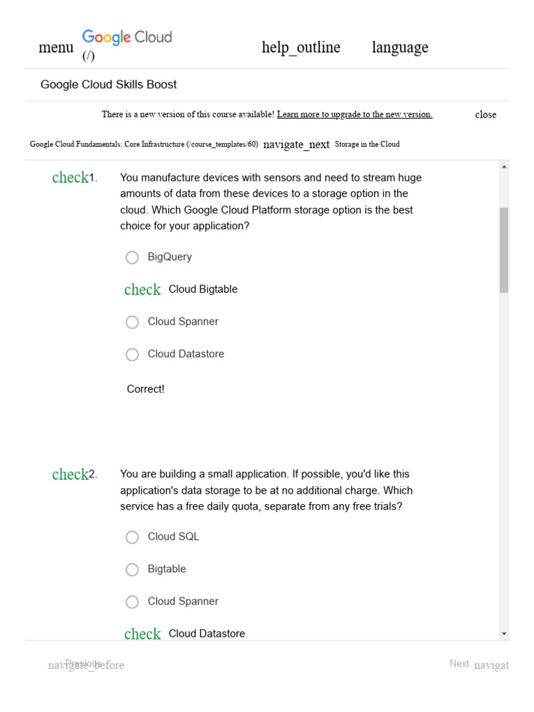 Quiz - Google Cloud Platform Storage Options - Google Cloud Skills ...