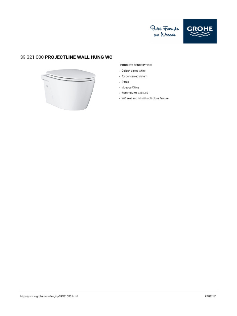 GROHE Specification Sheet 39321000 | PDF