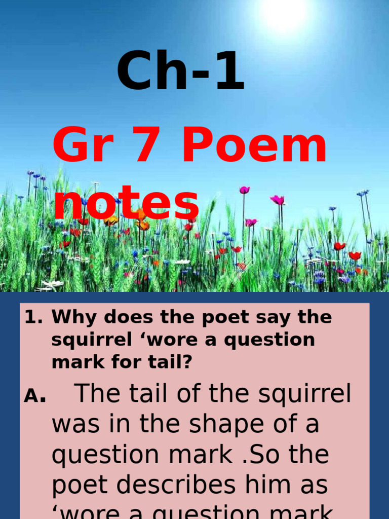 GR 7 CH 1 Notes - Poem | PDF | Poetry