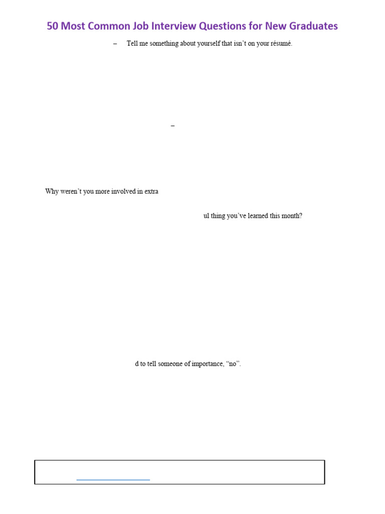 Most Common Job Interview Questions | PDF | Social Psychology