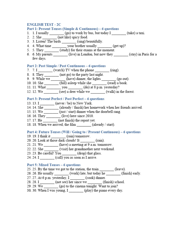 English - Test 2C | PDF