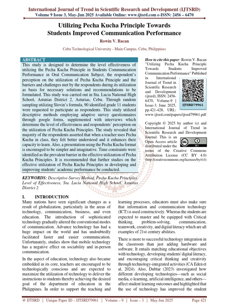 Utilizing Pecha Kucha Principle Towards Students Improved Communication Performance | PDF ...