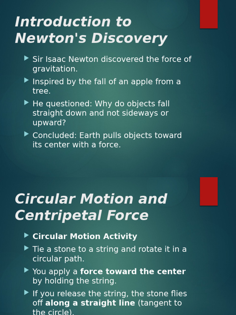 Newtons Gravitation Presentation | PDF | Newton's Law Of Universal ...