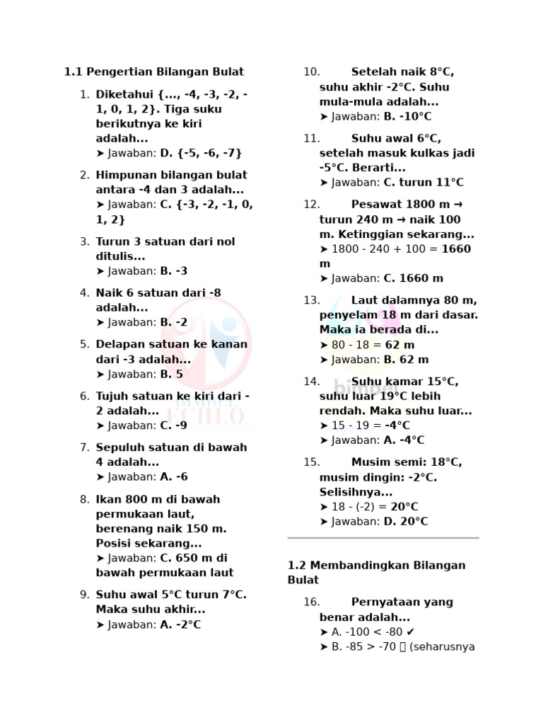 KJ Bilangan Bulat | PDF