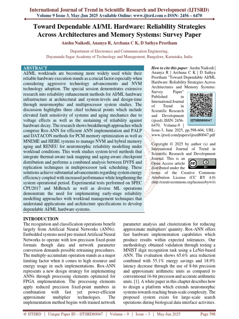 Toward Dependable AI ML Hardware Reliability Strategies Across Architectures and Memory Systems ...