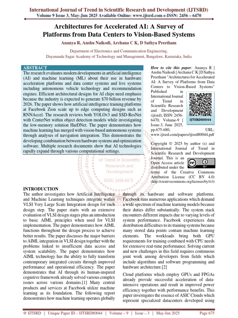 Architectures For Accelerated AI A Survey of Platforms From Data Centers To Vision Based Systems ...