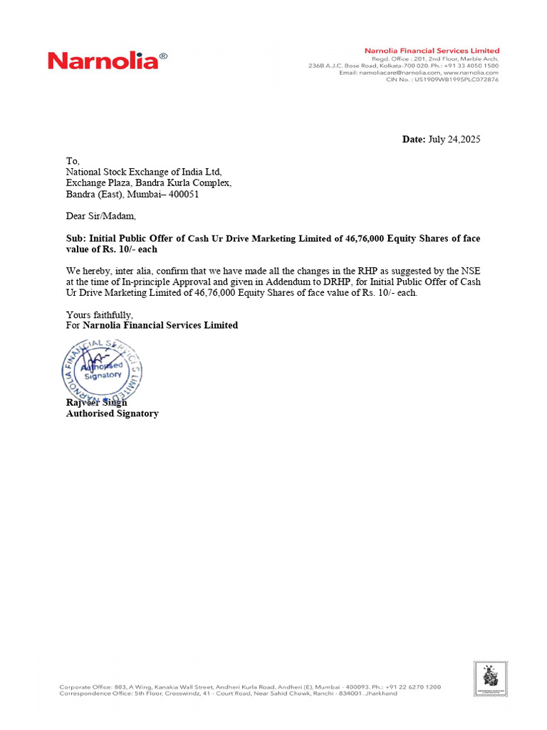 MB Undertaking - Changes Made in The RHP | PDF