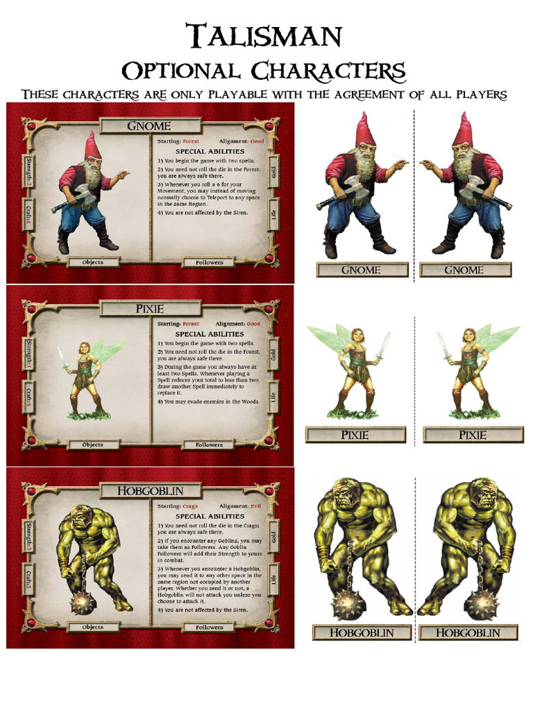 Talisman Optional Characters | PDF