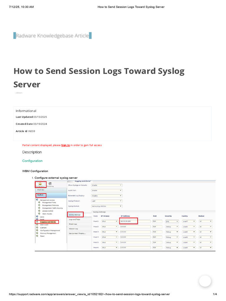 Send Session Logs to Syslog Server | PDF | Computer Science | Network ...