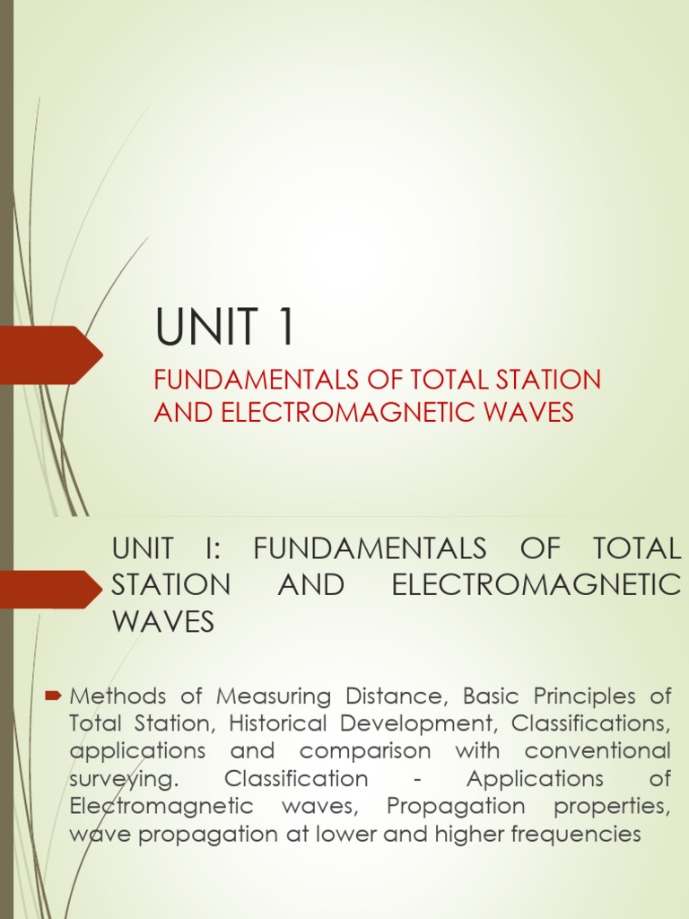 UNIT 1. Fundamentals of TS | PDF | Surveying
