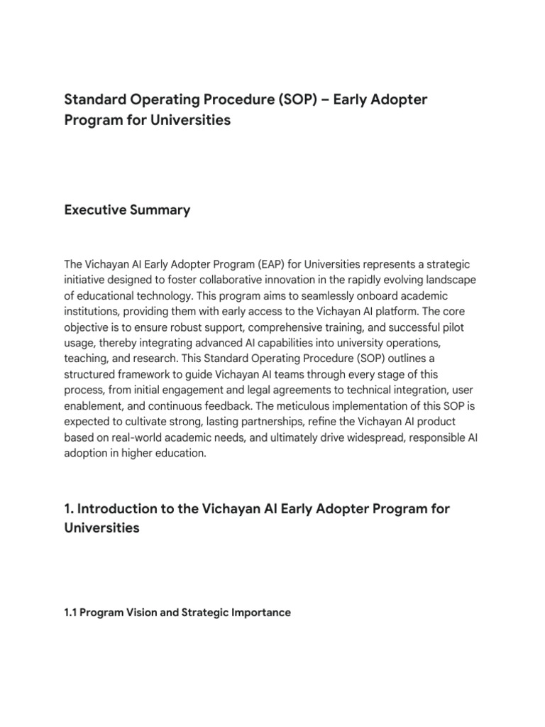 University AI Early Adopter SOP | PDF | Artificial Intelligence | Intelligence (AI) & Semantics
