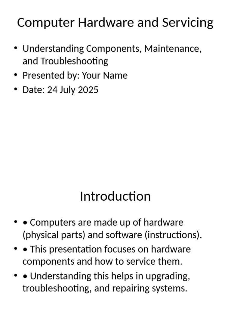 Computer Hardware and Servicing Presenta | PDF