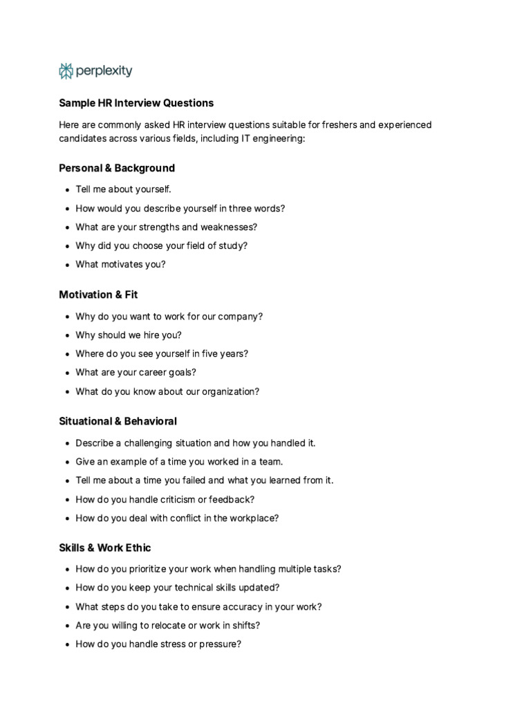 Essential HR Interview Questions Guide | PDF