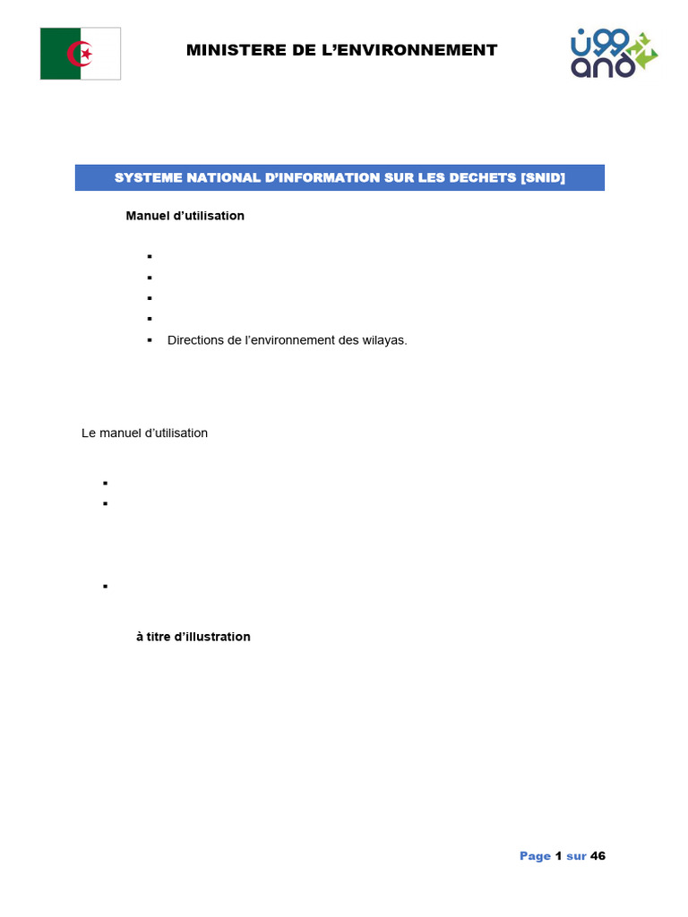 Manuel d'utilisation SNID pour DMA | PDF | Déchets | Décharge (déchet)