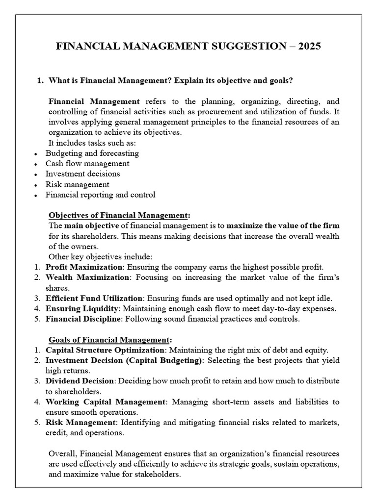 Financial Management Suggestion | PDF | Net Present Value | Cost Of Capital