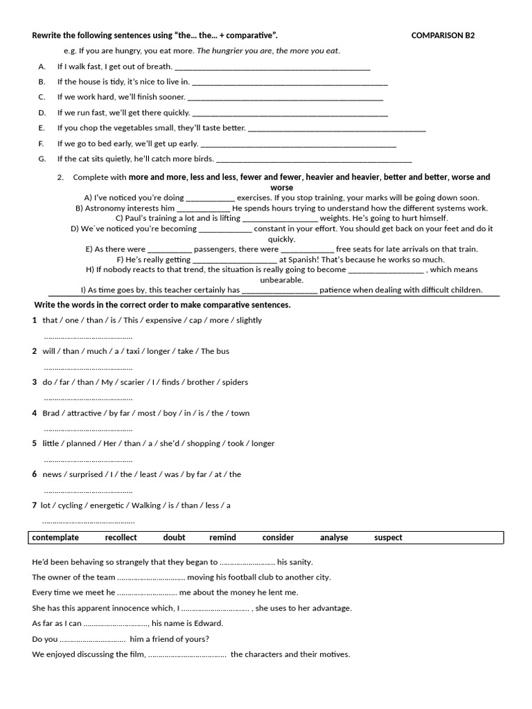 Comparative Exercises for B2 Level | PDF