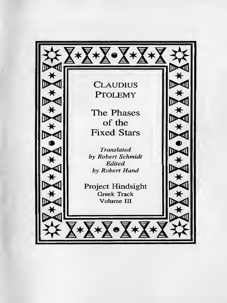 Ptolemy's Phases of Fixed Stars Explained | PDF | Ptolemy | Astrology