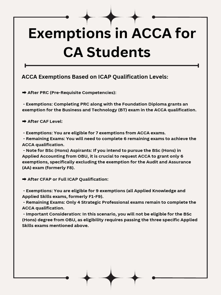 ACCA Exemptions for CA Students | PDF