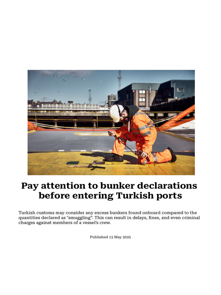 Turkish Port Bunker Declaration Risks | PDF | Customs