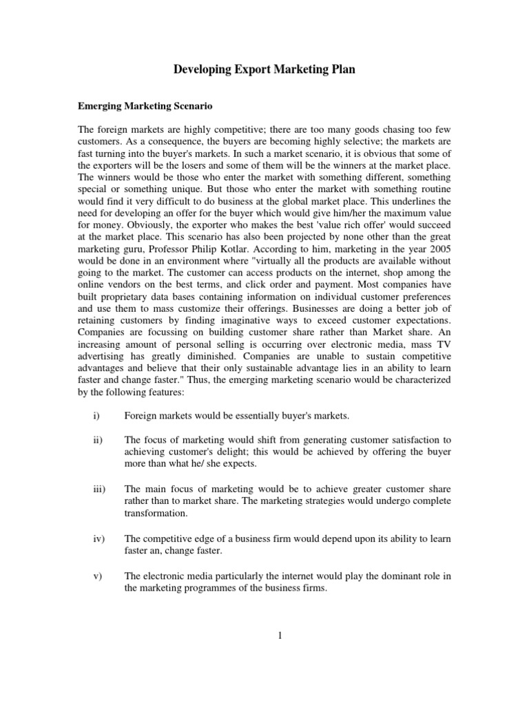 Developing Export Marketing Plan | PDF | Sales | Marketing