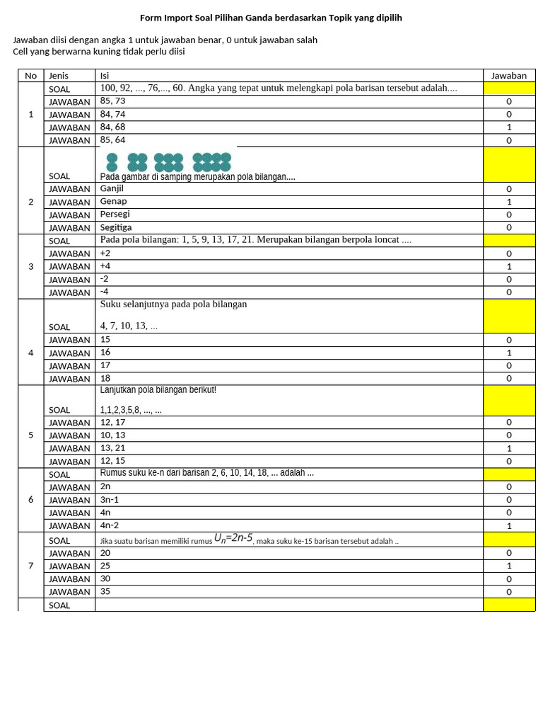 Formulir Import Soal Pilihan Ganda | PDF