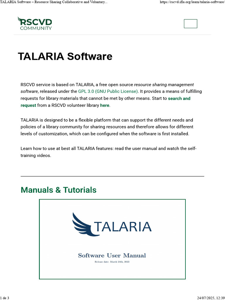 TALARIA Software - Resource Sharing Collaborative and Voluntary Document Delivery | PDF