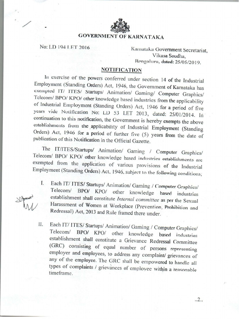 Circular For Exemption Govt of Karnataka | PDF