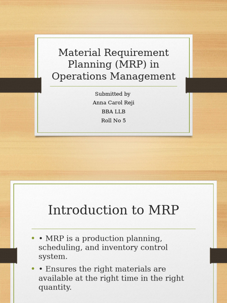Material Requirement Planning | PDF