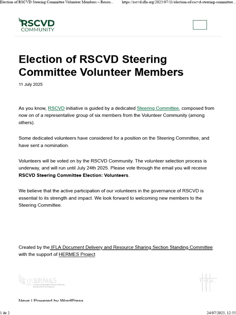 Election of RSCVD Steering Committee Volunteer Members | PDF