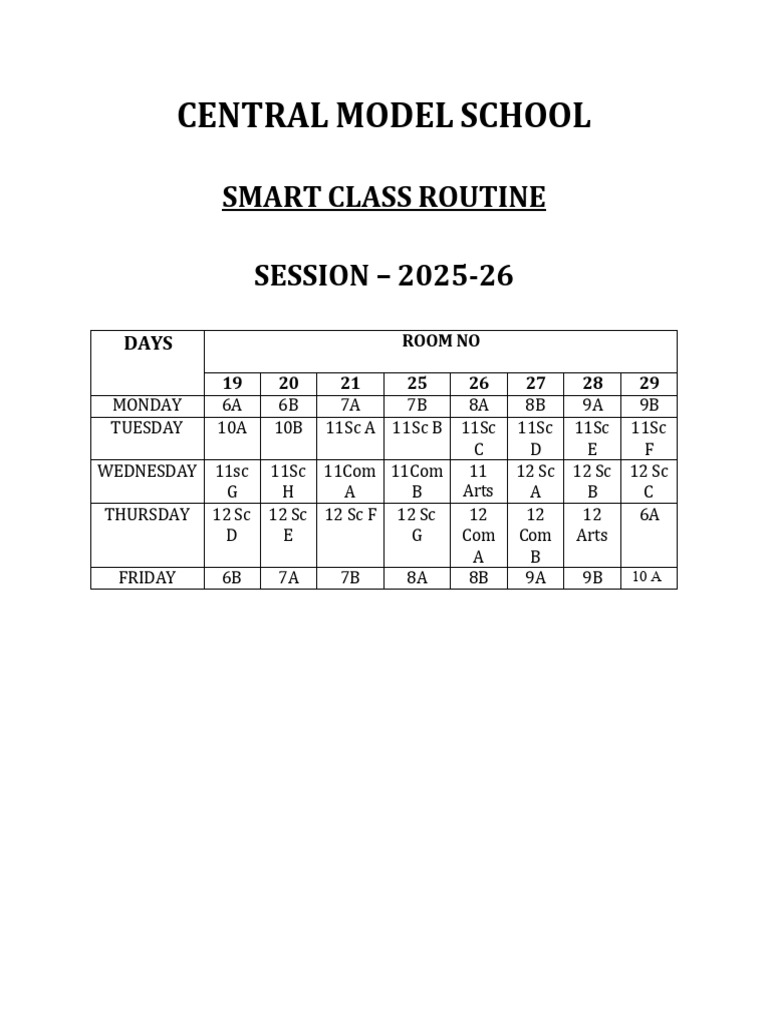Smart Class Routine 2025-26 | PDF