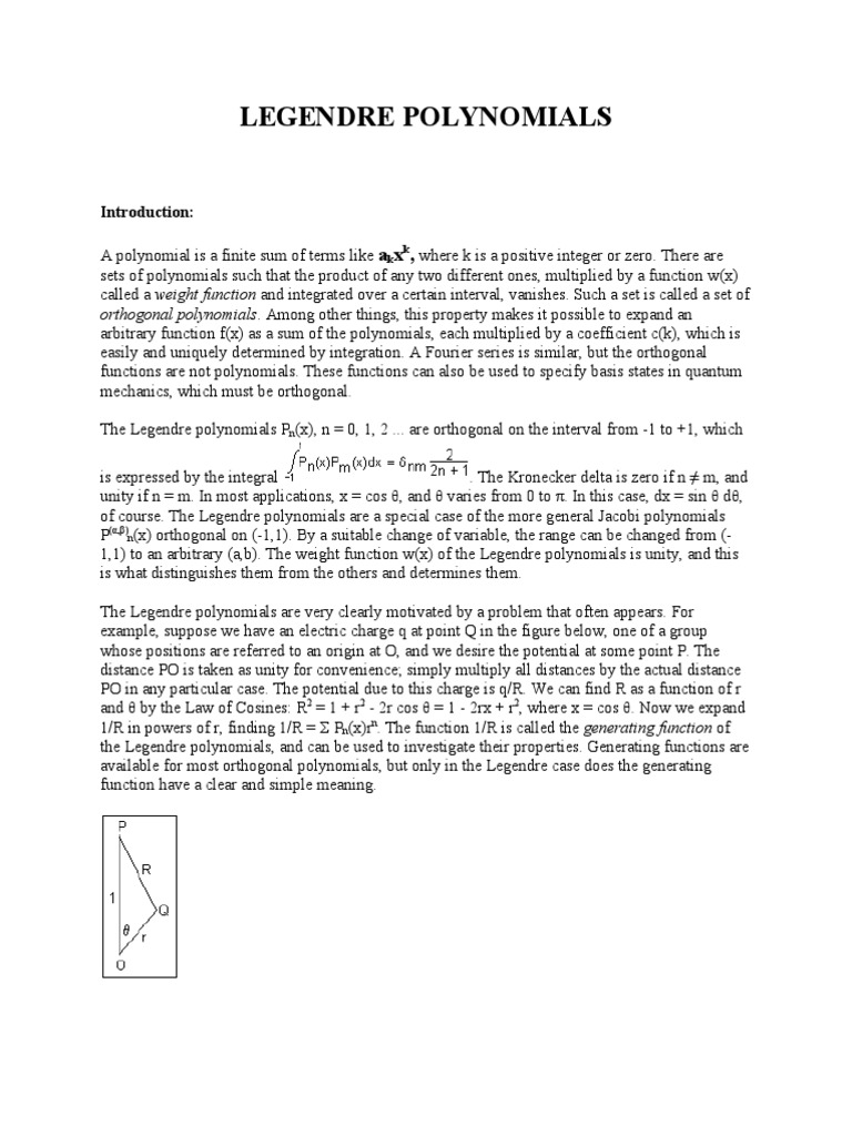 Legendre Polynomials | PDF | Polynomial | Differential Calculus