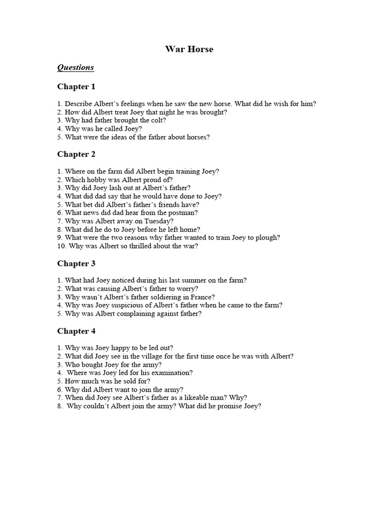 War Horse Chapter 3 Insights | PDF