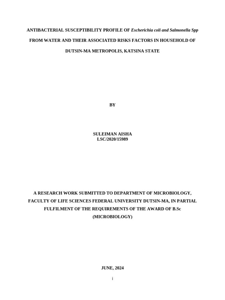 Suleiman Aisha PROJECT Corrections 1 | PDF | Water Pollution | Water