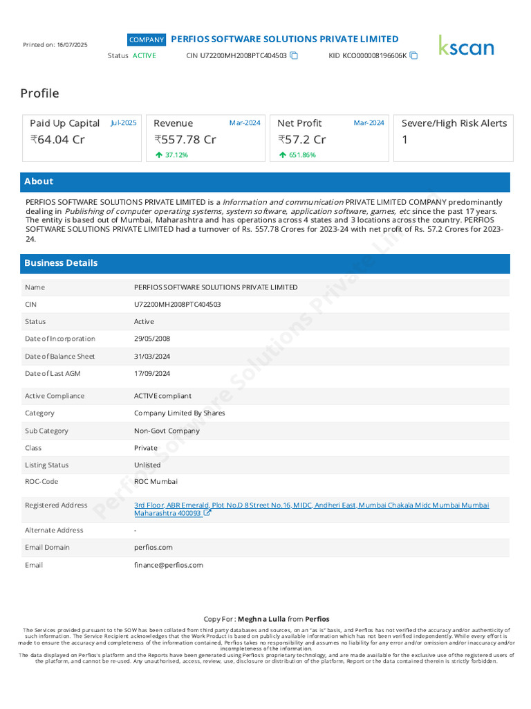 Perfios Software Solutions Private Limited - U72200mh2008ptc404503 ...