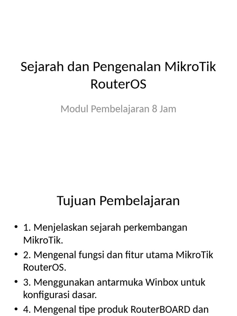 Modul PPT MikroTik Dengan Soal Dan Gambar | PDF
