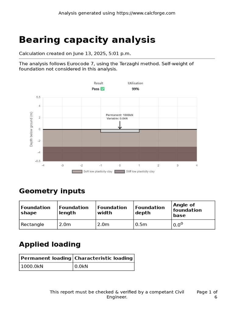 CalcForge Bearing Capacity Calculation | PDF | Mechanical Engineering | Soil Science