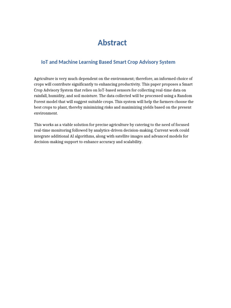 Smart Crop Advisory System for Farmers | PDF