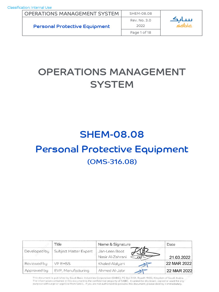 SHEM-08.08 OMS 316.08 Personal Protective Equipment | PDF | Personal Protective Equipment | Welding