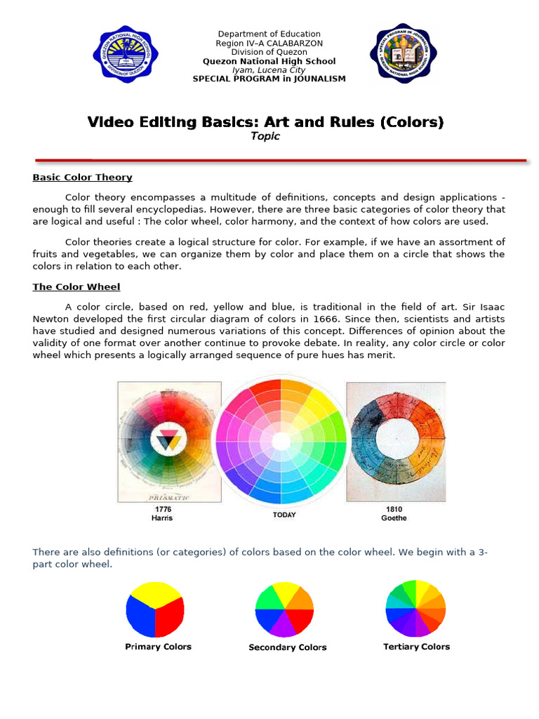 Color Theory for Video Editing Basics | PDF | Color | Yellow