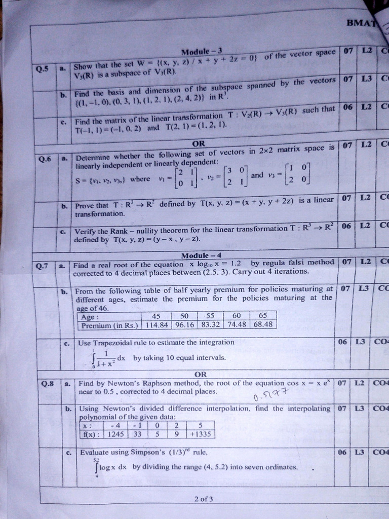 Math QP | PDF | Vector Space | Linear Subspace