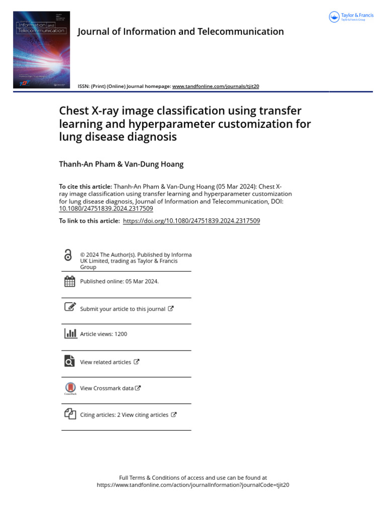 Chest X-Ray Image Classification Using Transfer Learning and Hyperparameter Customization For ...