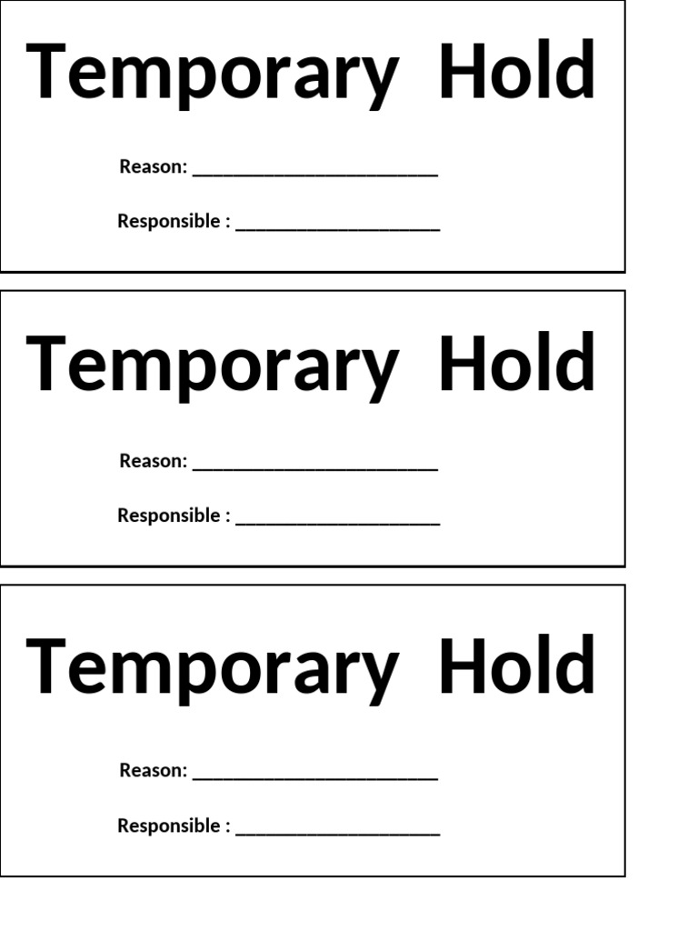 Temporary Hold (FORMAT) | PDF