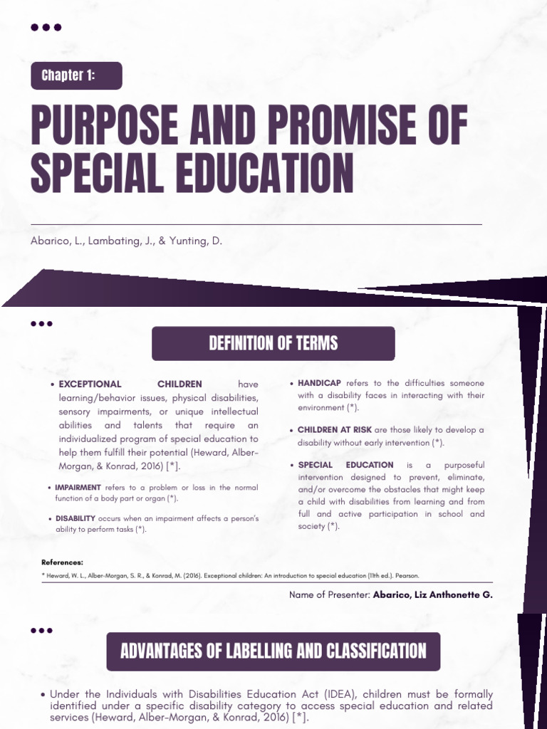 Chapter 1 - The Purpose and Promise of Special Education | PDF ...