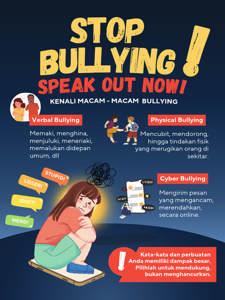 Poster Infografis Jenis-Jenis Cyber Bullying Ilustratif Biru Dan Merah ...
