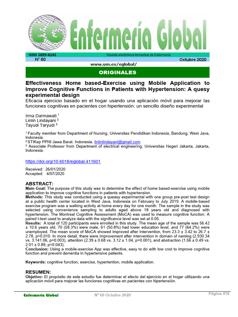 Effectiveness Home Based-Exerc | PDF | Hypertension | Dementia