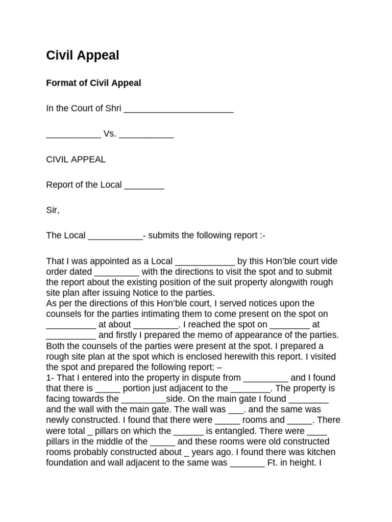 Civil Appeal FORMATE | PDF