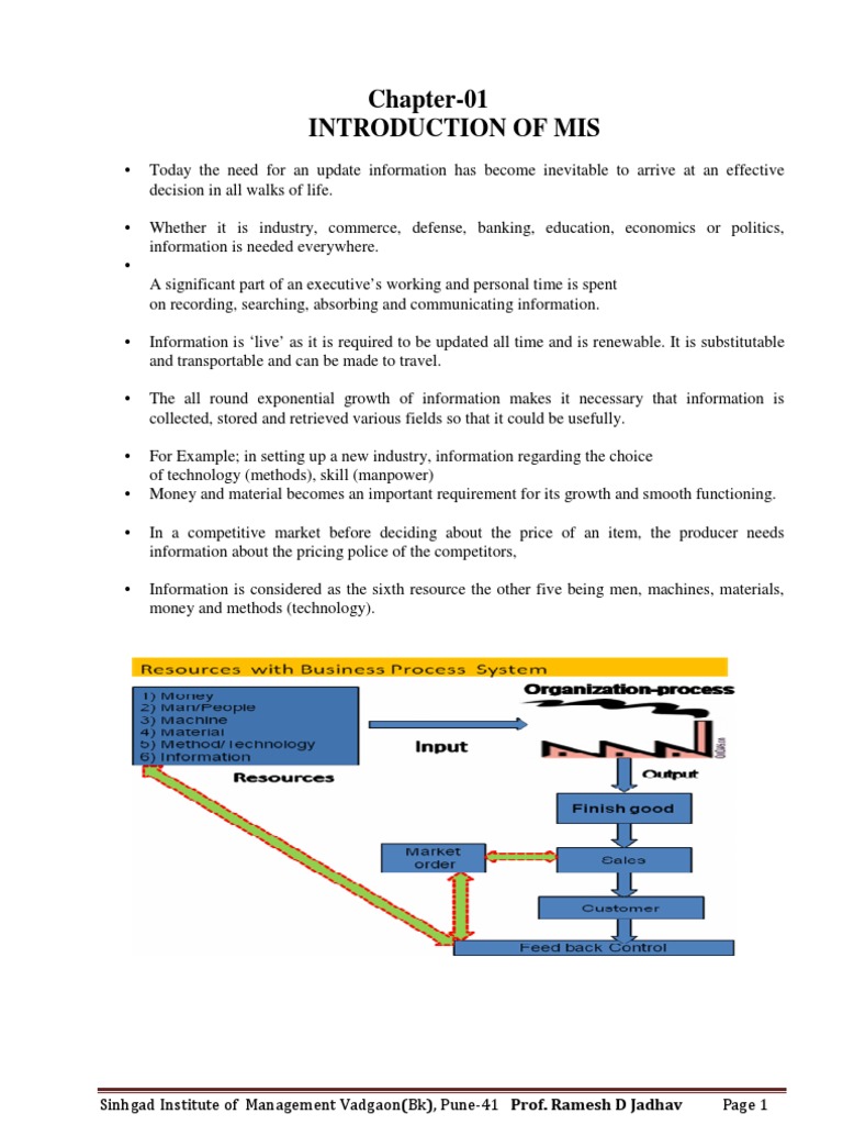 Chapter-01 Introduction of Mis | PDF | System | Information System