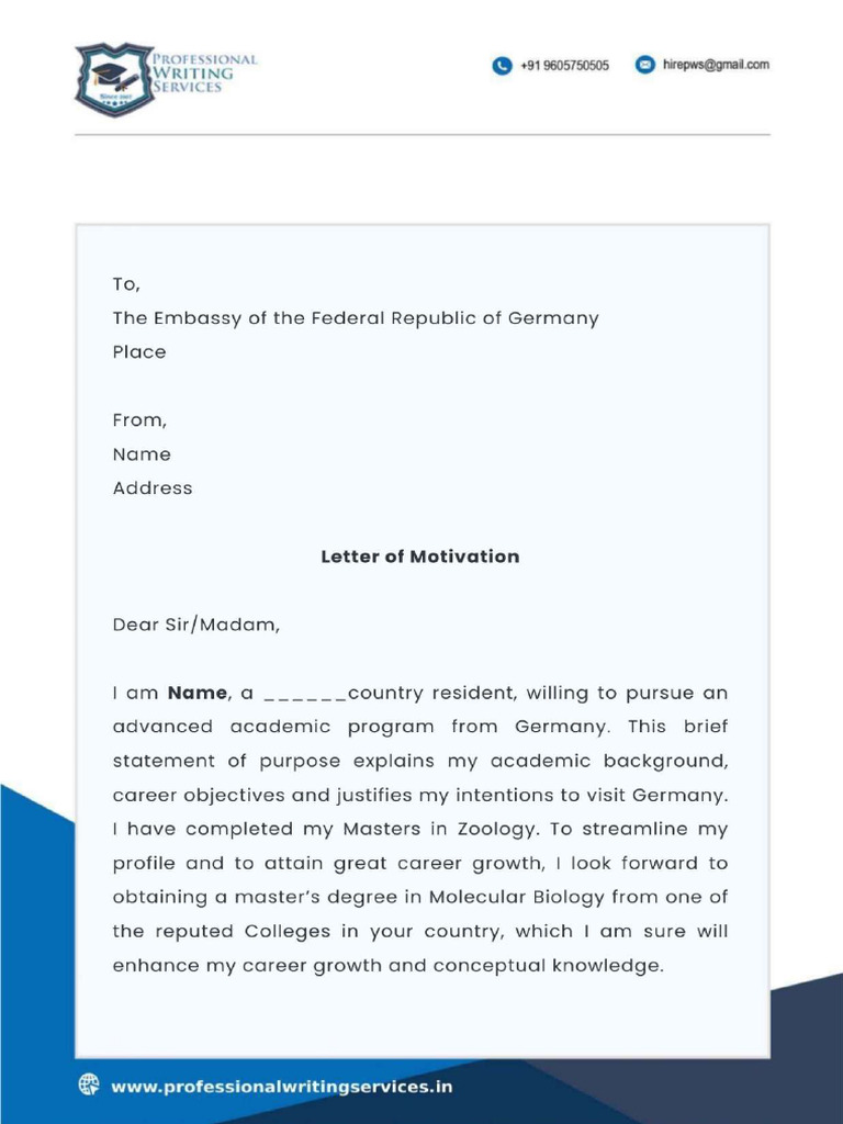 German Visa Sop Sample 1 | PDF