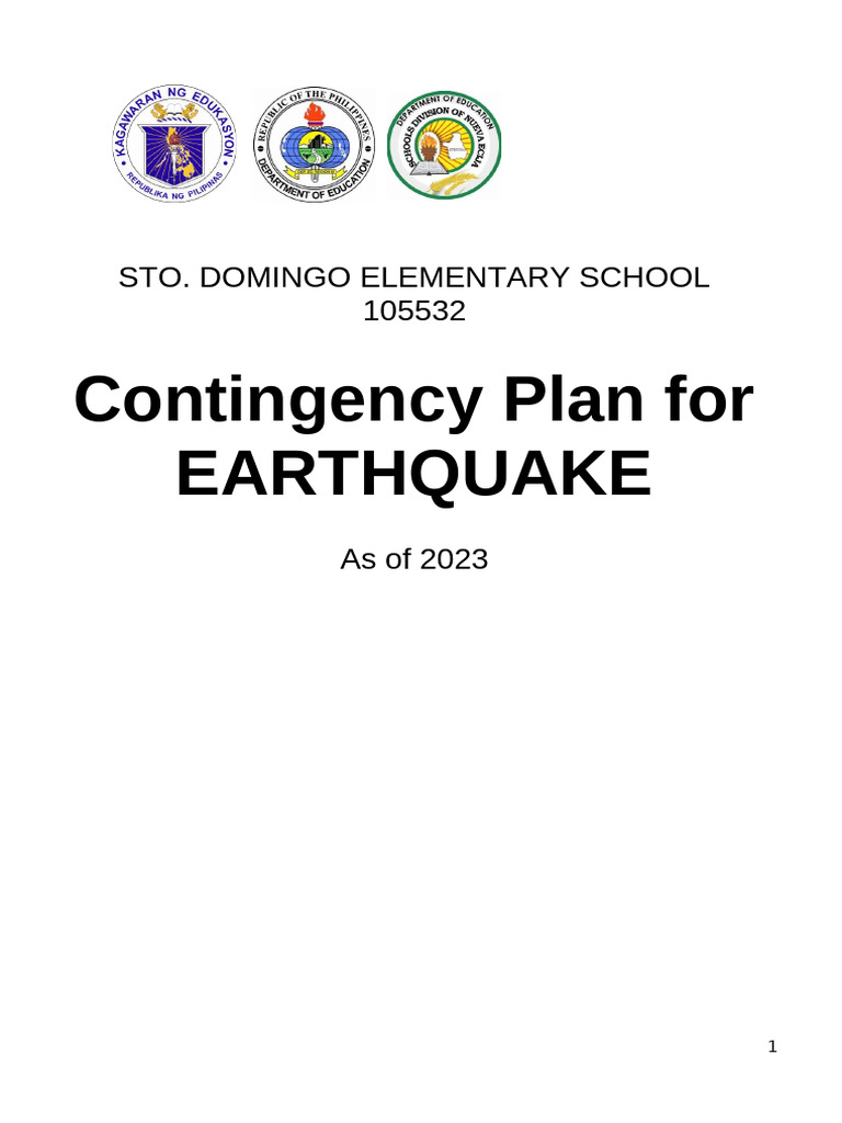 Sdes Contingency Plan-Earthquake | PDF | Earthquakes